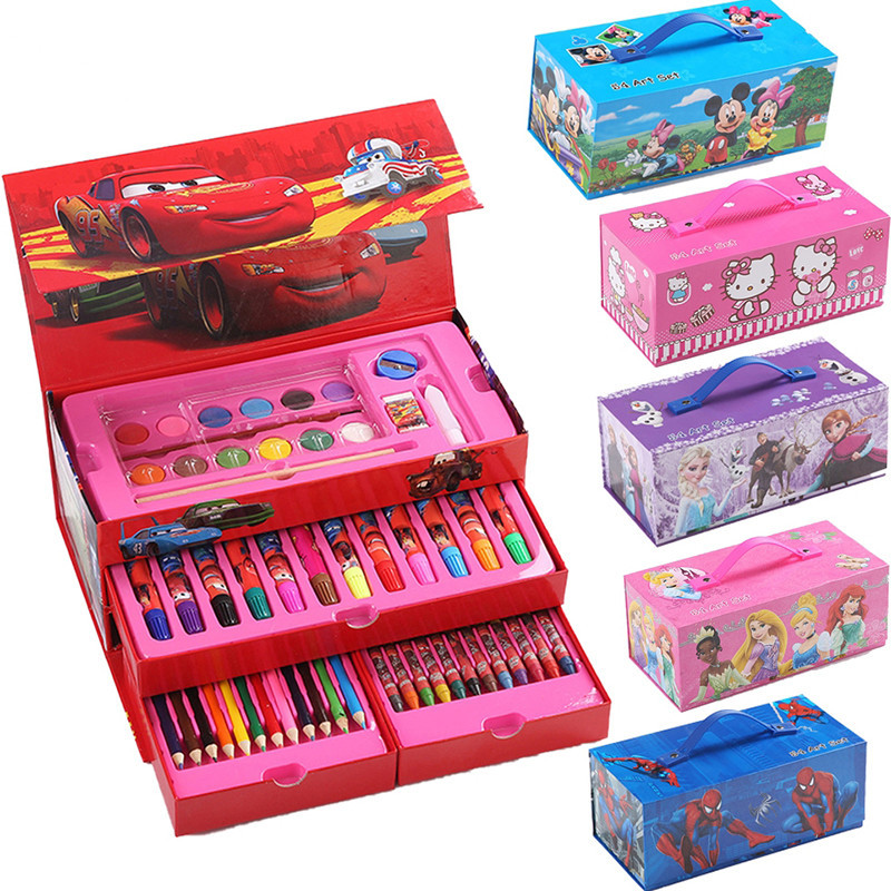 54pcs Disney Elsa Spider-Man Drawing Coloring Set Crayon Set Water ...