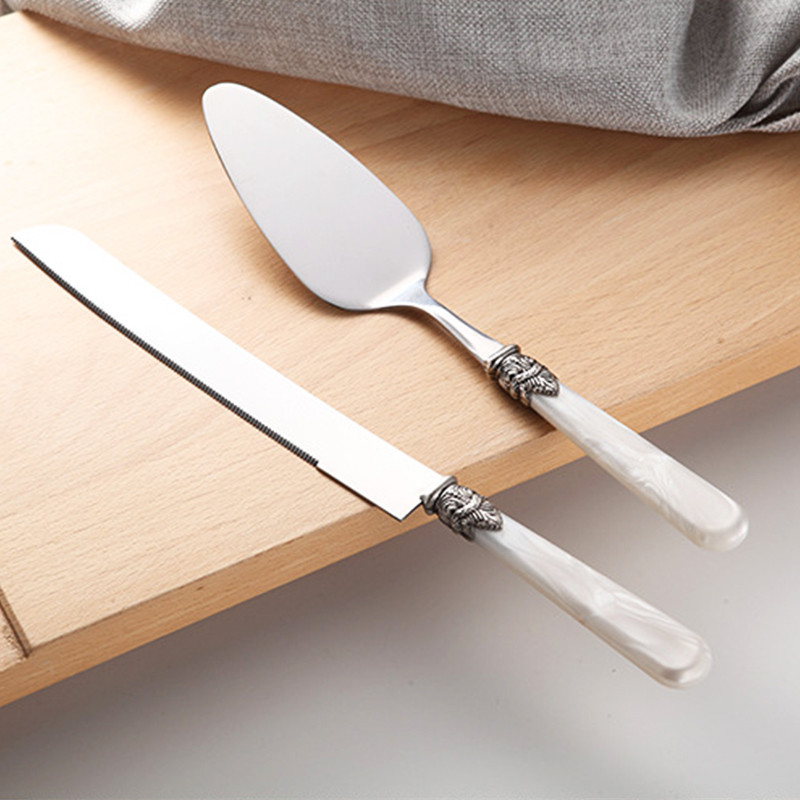 Retro Carving Pearl Cake Knife Stainless Steel Spade Vintage Resin ...