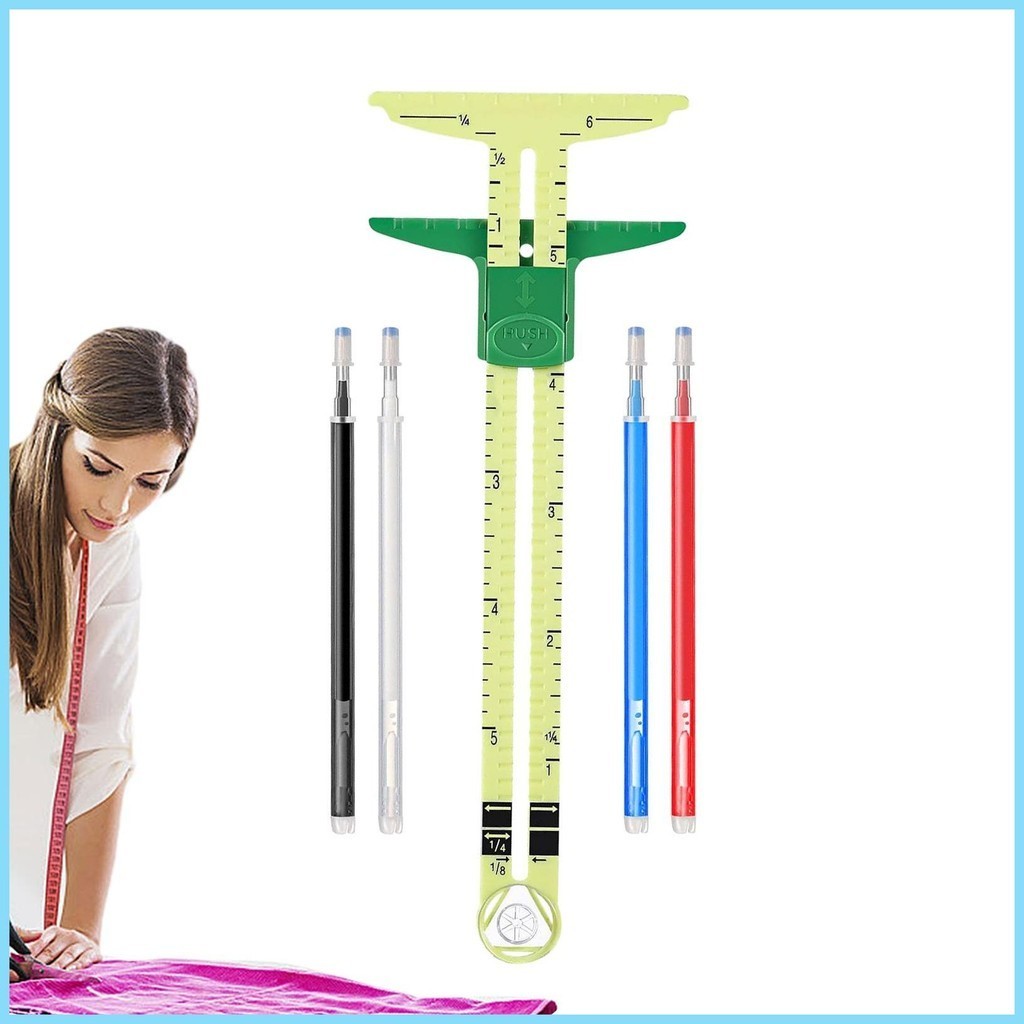 Sliding Gauge Measuring Sewing Tool 5-in-1 Ruler Sliding Sewing ...