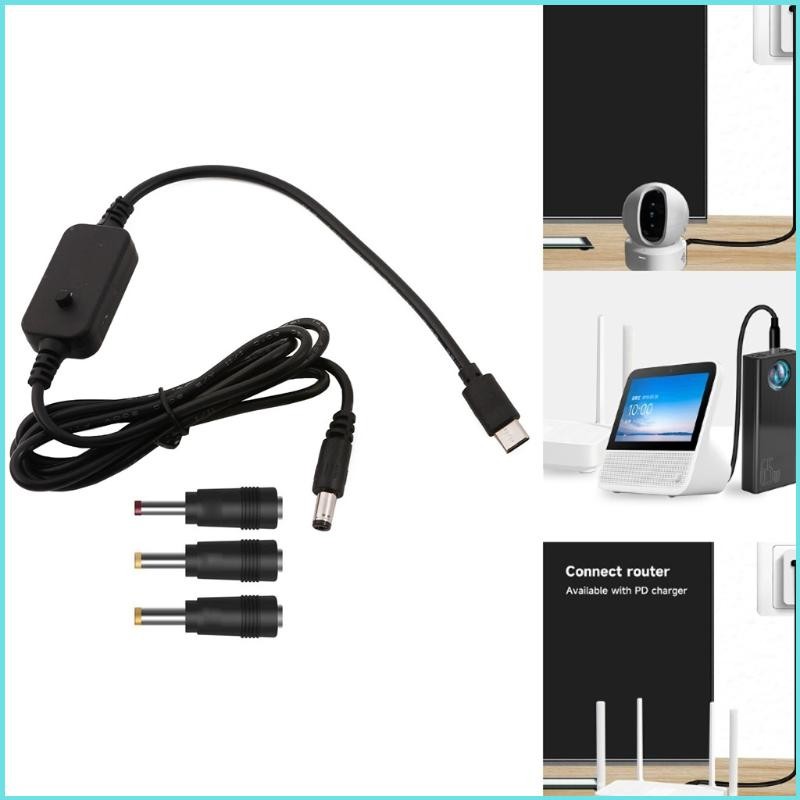 RUN Type C USB C to 2 5 3 5 4 0 5 5mm 5V 9V 12V 15V 20V Adjustable ...