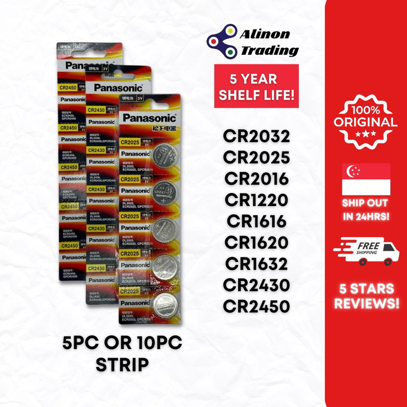 Panasonic CR2032 CR2025 CR2016 CR1632 CR1620 CR1616 CR1220 CR2450 CR2430 Lithium Battery Button ...