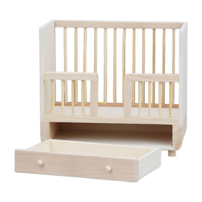youn Baby Crib Toy Model Realistic Realistic Crib Bed Pretend Girls ...