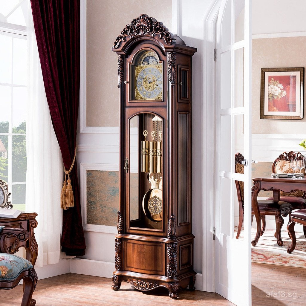 European Style German Hemler Floor Clock Mechanical Solid Wood Chinese ...