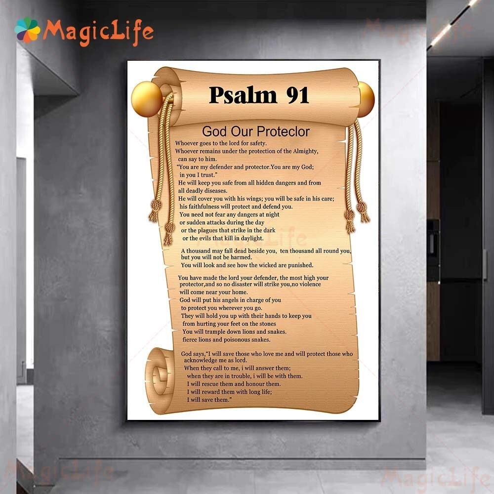 Psalm 91 Prayer Art Poster Print. "Psalm 91" Scripture Wall Art Canvas ...