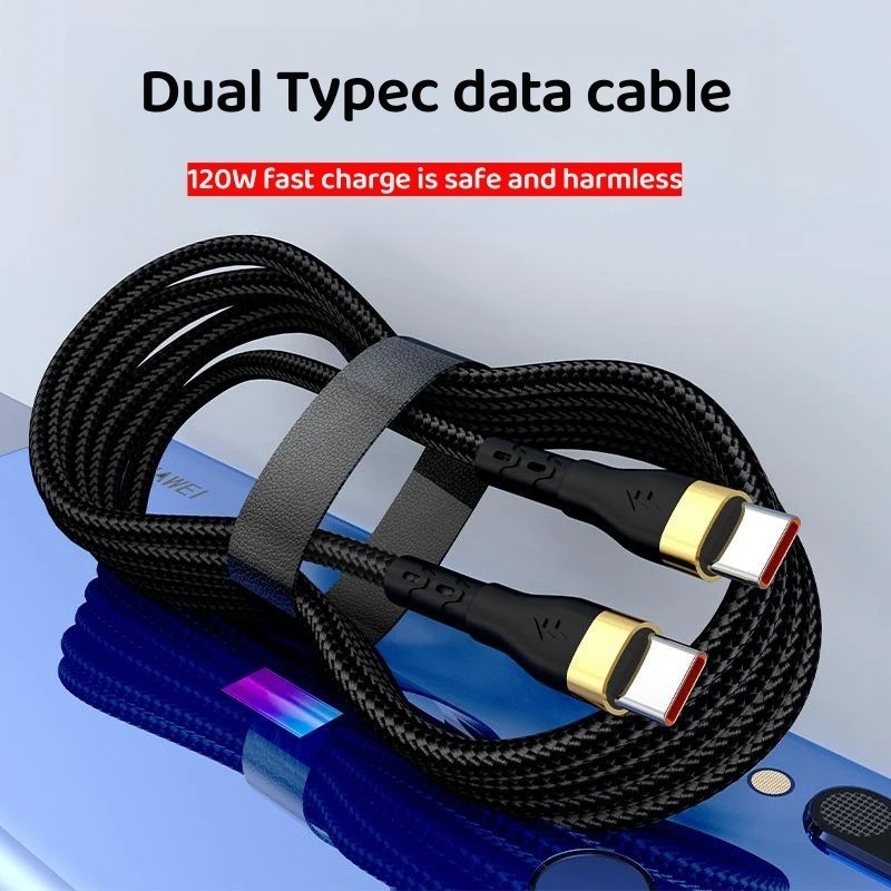 PD 120W Fast Charging Cable Type C to Type C For 15 Pro Max Charge USB ...