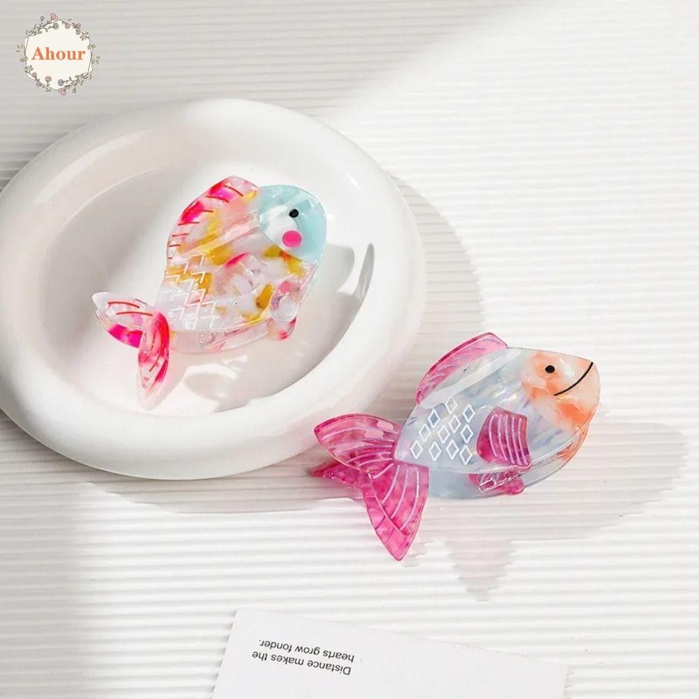 AHOUR Goldfish Hair Clip, Acetic Acid Cartoon Acetate Animal Hair Claw ...