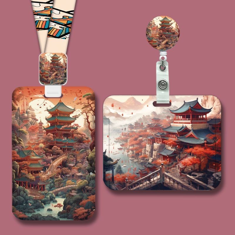 Chinese Style Horizontal ID Badge Easy Pull Buckle Work Permit Work ...