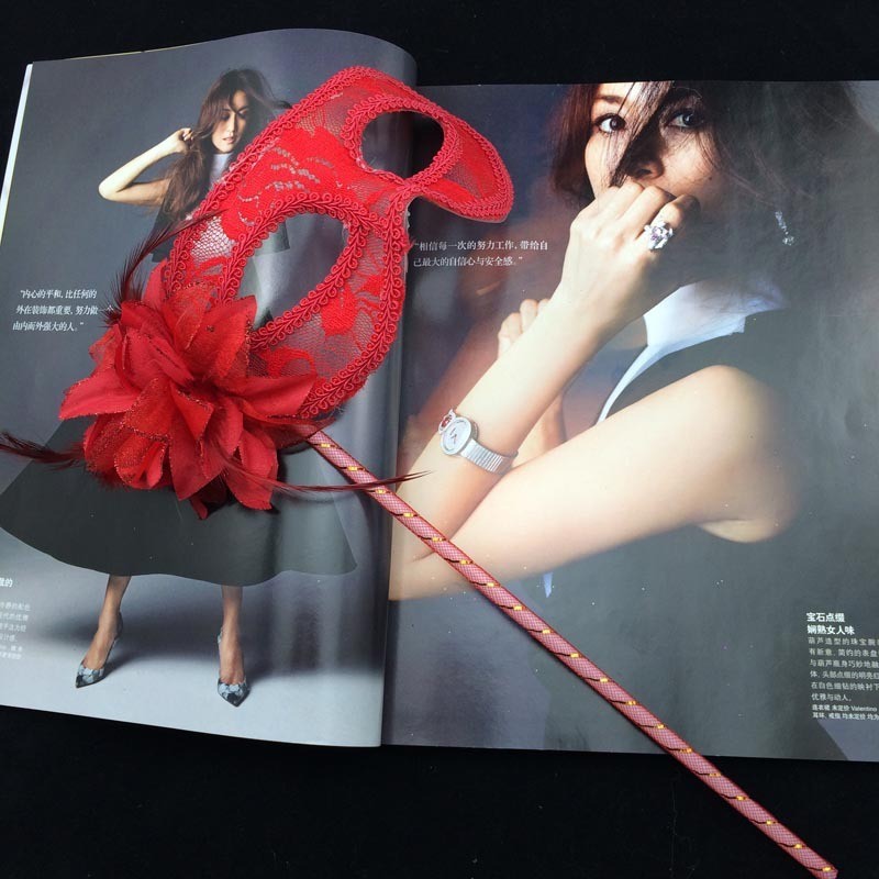 Venice Princess Masquerade Mask Handheld Side Flower Translucent ...