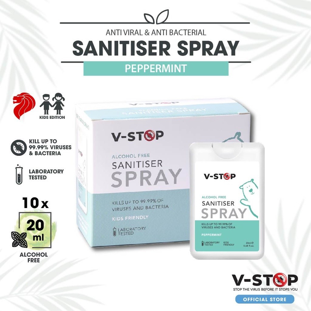 V-STOP Peppermint Antiviral & Antibacterial Alcohol Free Kids Card ...