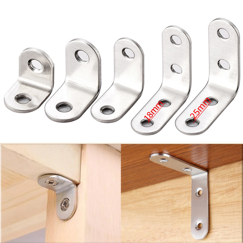 New 5Pcs Stainless Steel 90 Degree Angle Bracket Corner Brackets Joint ...