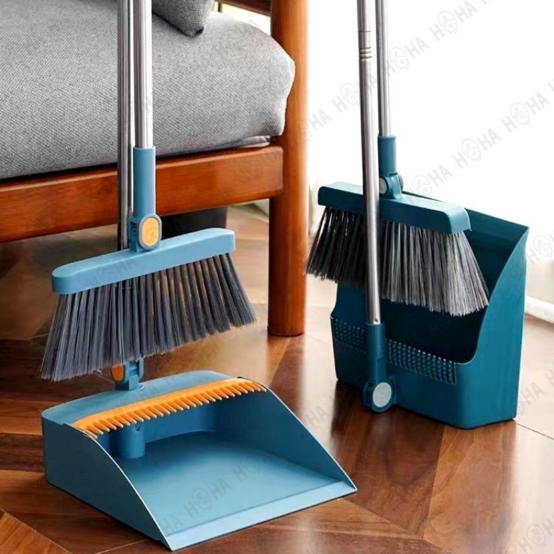 3 in 1 Rotatable Foldable Sweeper Broom Dustpan Set Tangle Hair Outdoor ...