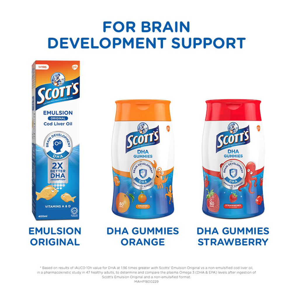 [3 Packs] SCOTT'S Emulsion Cod Liver Oil with Omega 3 Fatty Acid DHA ...