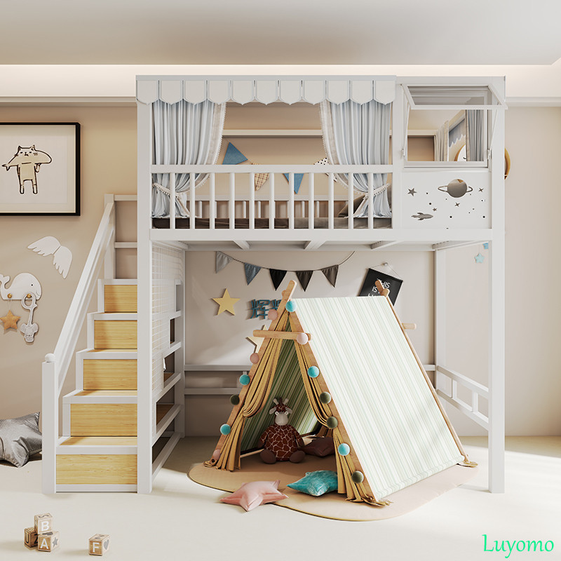 Iron Frame Bunk Loft Beds Frames Storage Cabinets Low Small Apartment ...