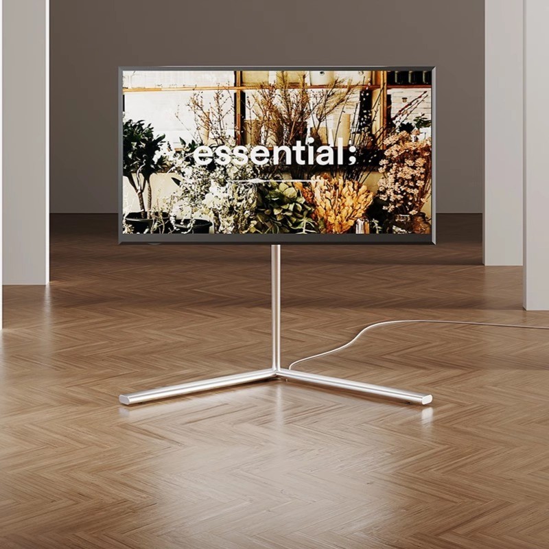 Movable TV Stand Cart Floor Standing Silver Wing Hanging Shelf with ...