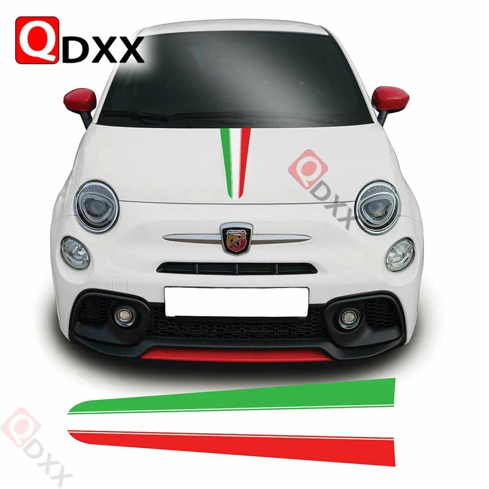 Car Hood Bonnet Stickers Italian Flag Bonnet Stripe For Fiat 500 595 ...