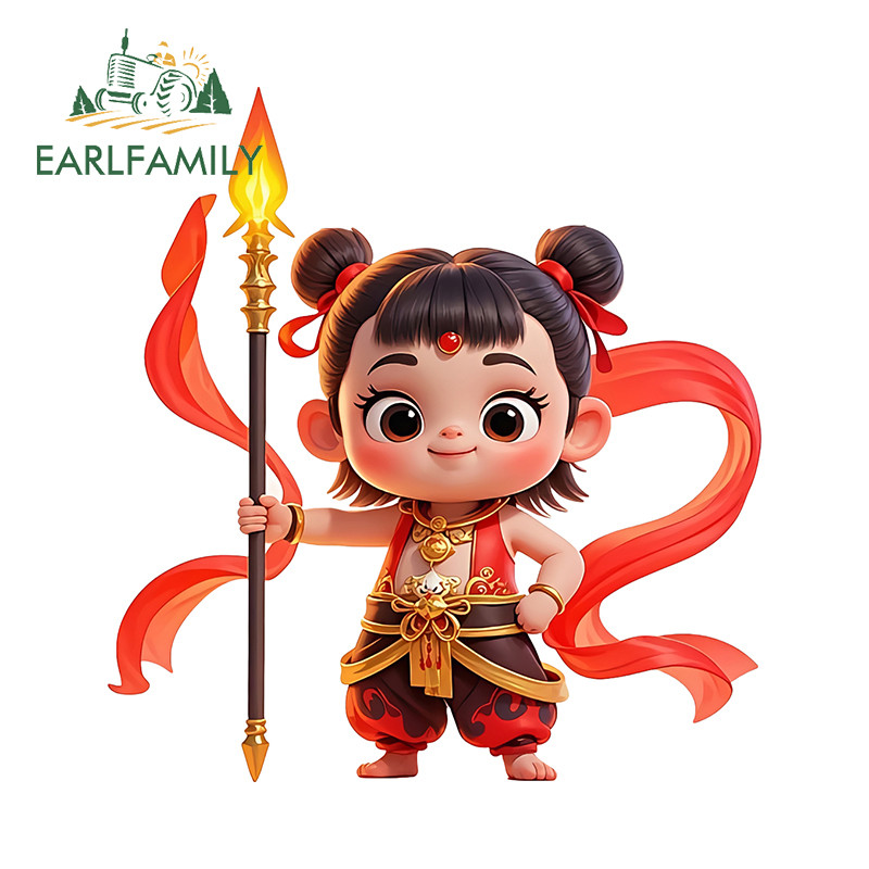EARLFAMILY Nezha 3D Chibi Car Stickers Occlusion Scratch Waterproof ...