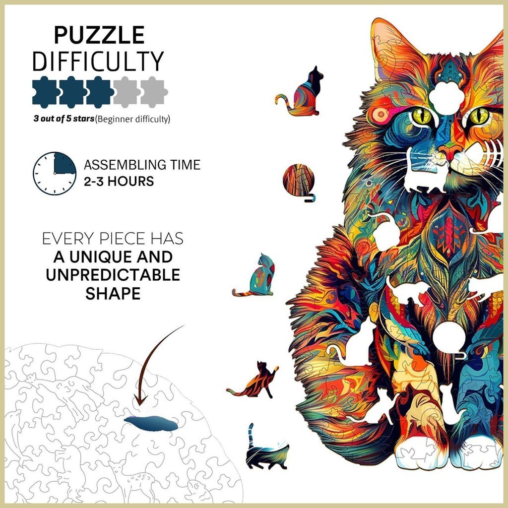 Cat Puzzle Cat Wooden Jigsaw Puzzles Animal Puzzles for Adults and Kids ...