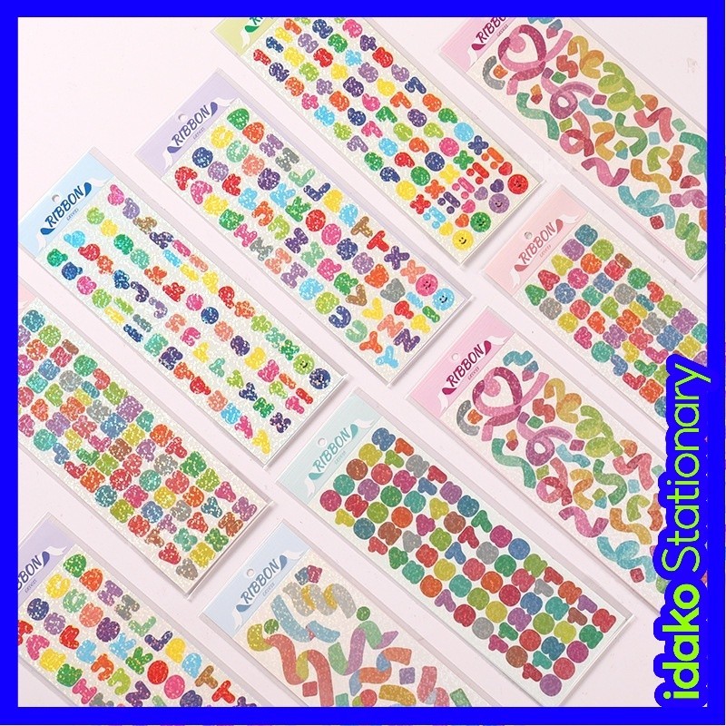 idako 咕卡 sticker scrapbook stickers Sparkling Colorful Letters Numbers ...