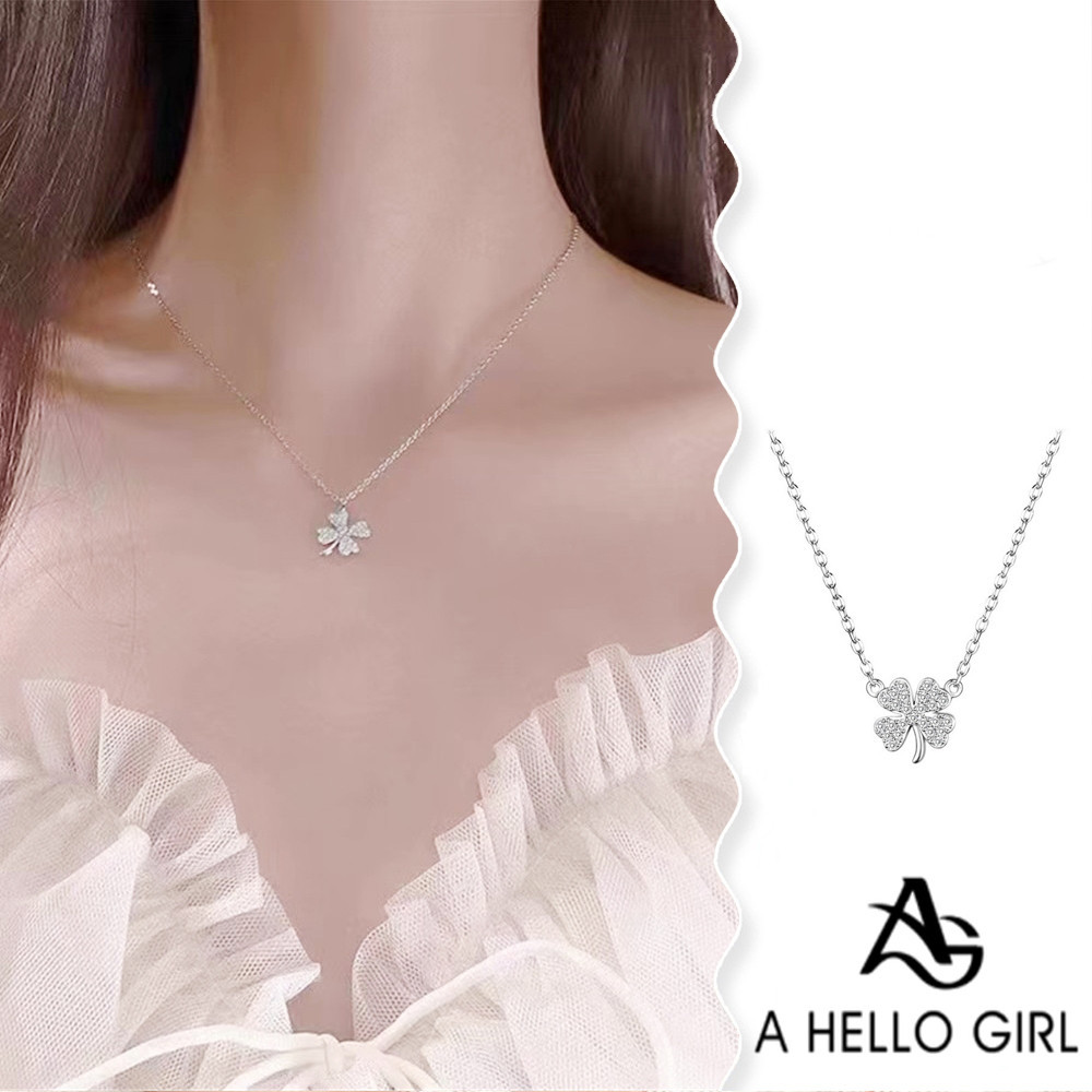 925 Sterling Silver Four-leaf Clover Shape Pendant Light Luxury Niche Minimalist Necklace A ...