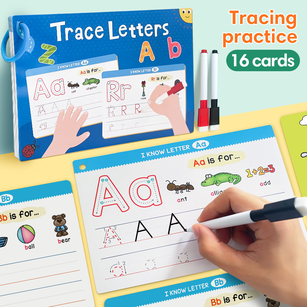 A5 Size Dry Erase Writing English Alphabet Flashcards for Kids Baby ...