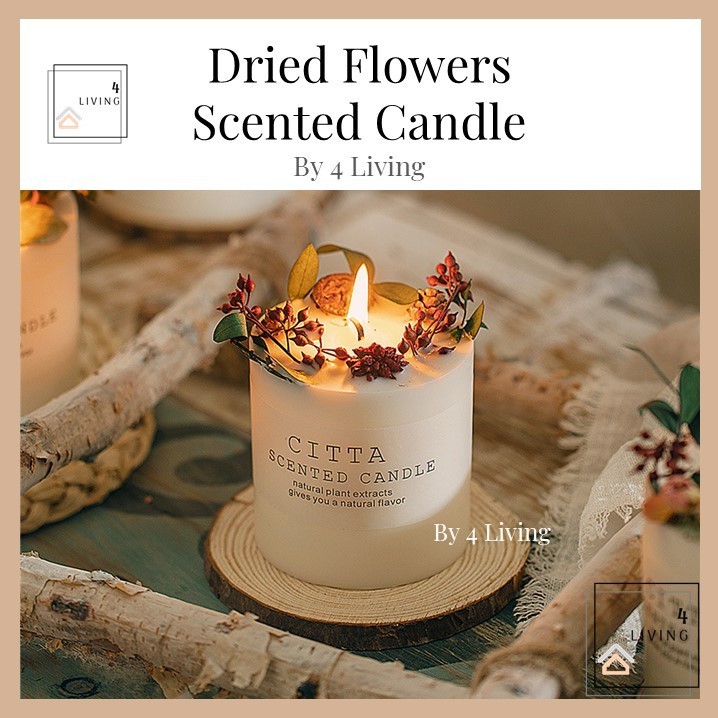 4 Living Dried Flower Scented Candle Aromatherapy Candle Lilin Wangi ...