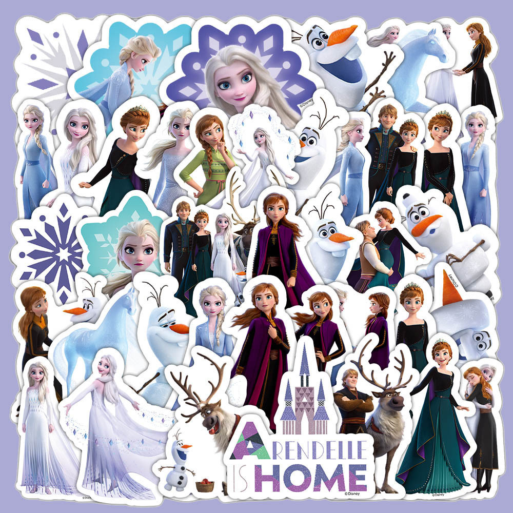 50 Sheets Frozen Stickers Laser Anna Elsa Princess Cute Girl Children ...