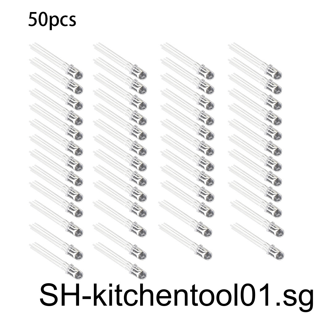 50pcs 5mm 4\-Pin RGB Full Color Cathode \- Transparent Light LED Common ...