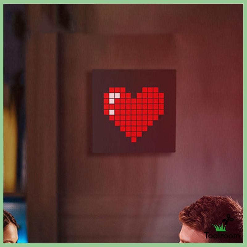 [ Pixel Art Frame DIY Wall Desk Mount Digital Clock Colorful LED ...