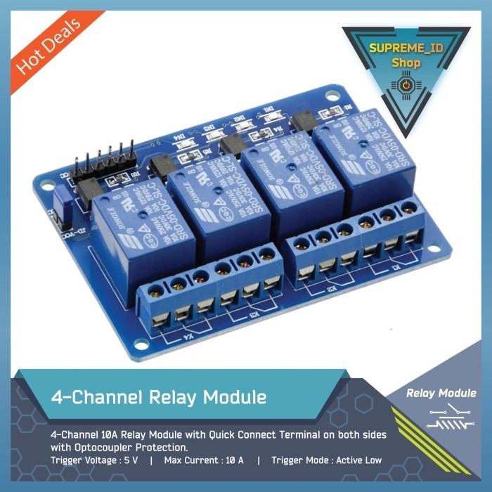4-channel 5V Relay Module Optocoupler Protection Arduino Raspberry IoT ...