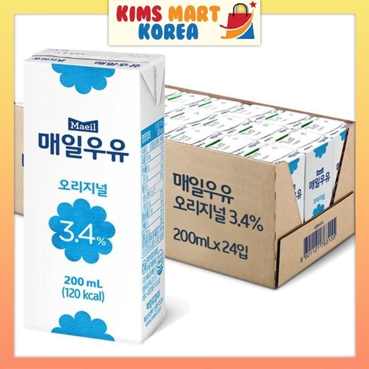 Maeil Dairy Milk Original Korean Drink Food 200ml x 24pcs | Shopee ...