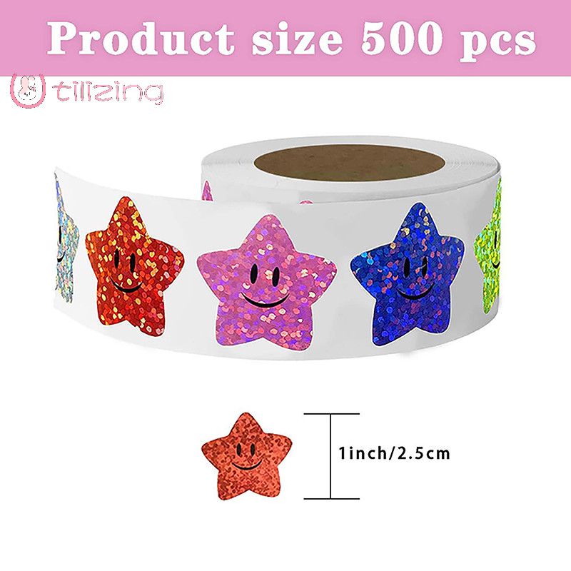 [UtilizingS] 500pcs Colorful Smiling Face Star Reward Stickers Adhesive ...