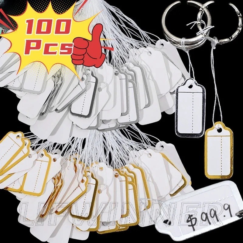 100Pcs Diy Tie String Jewelry Display Label - Business Cards - Gold ...