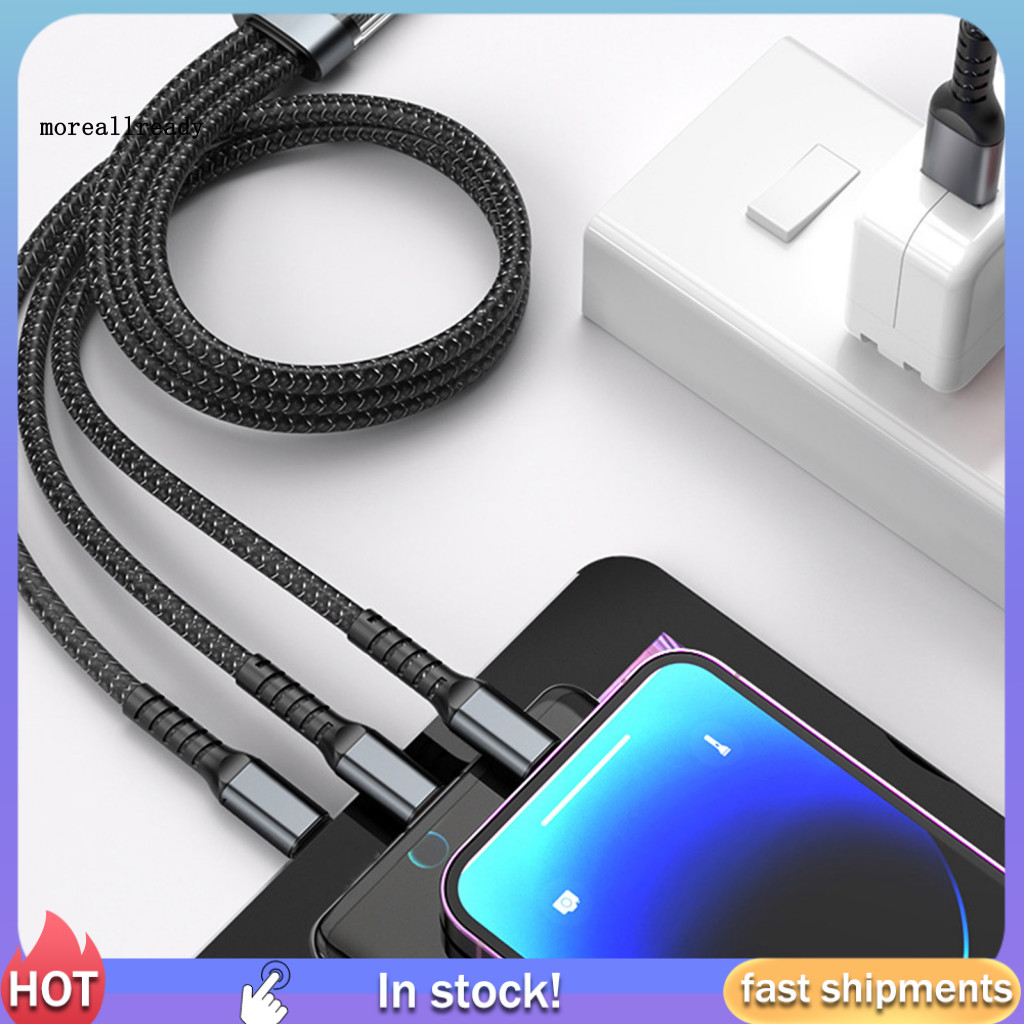 Three-in-one Charging Cable Transparent Chip Design Charger 3-in-1 Fast ...