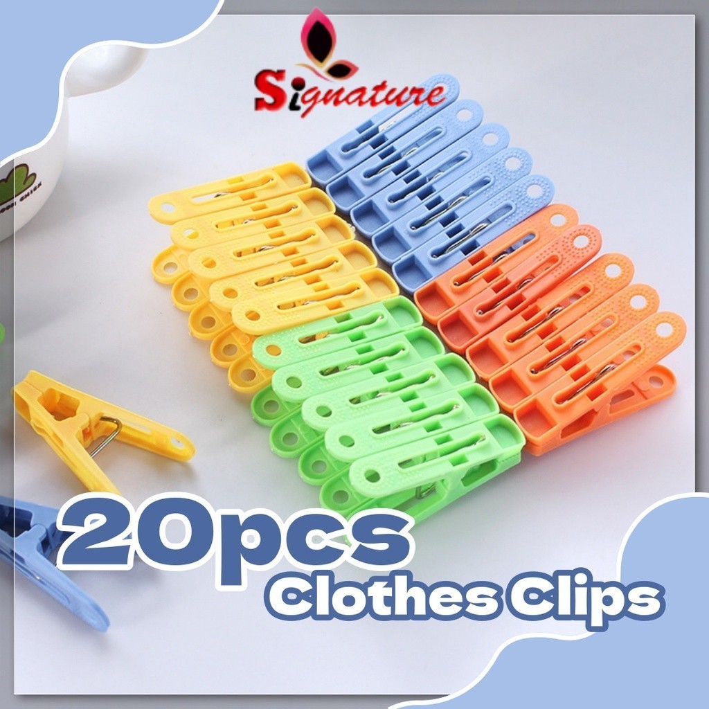 (20 PCS) Plastic Clothes Clip Colorful Drying Clip Plastic Light Duty ...