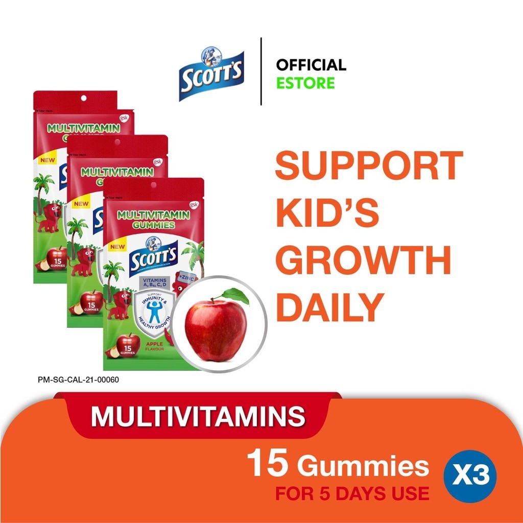 [3 Pack] SCOTT'S Multivitamin Gummies for Kids, Vitamin A, B6, C, D ...