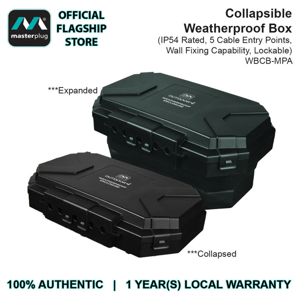 Masterplug WBCB Collapsible IP54 Weatherproof Box with 5 Cables Outlets ...