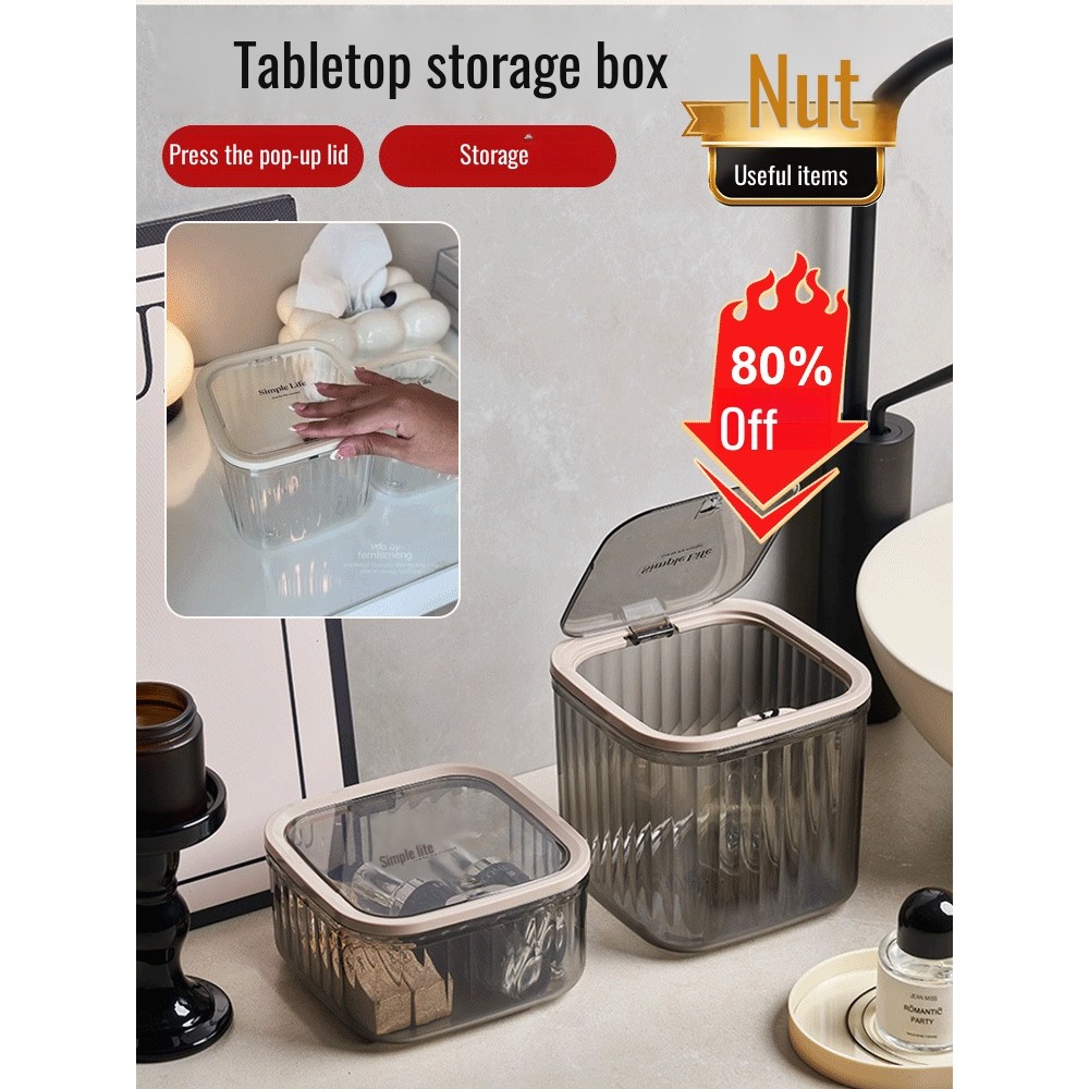 Light luxury desktop trash can transparent storage box water ripple ...