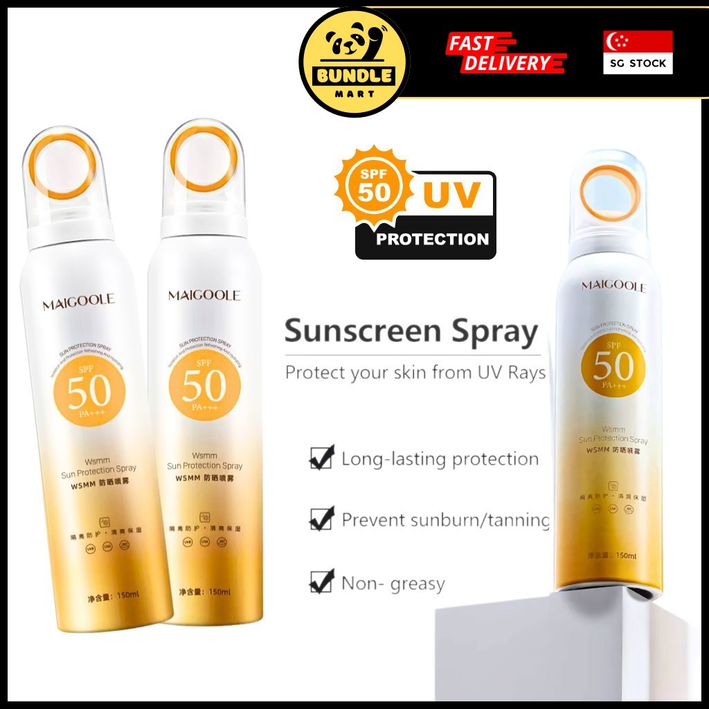 (BundleMart) SPF50PA+ 150ml Outdoor Sunscreen Spray Locks Makeup Sweat ...