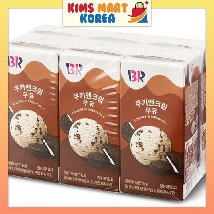 Baskin Robbins Cookies & Cream Milk Korean Drink Food 190ml x 6pcs ...