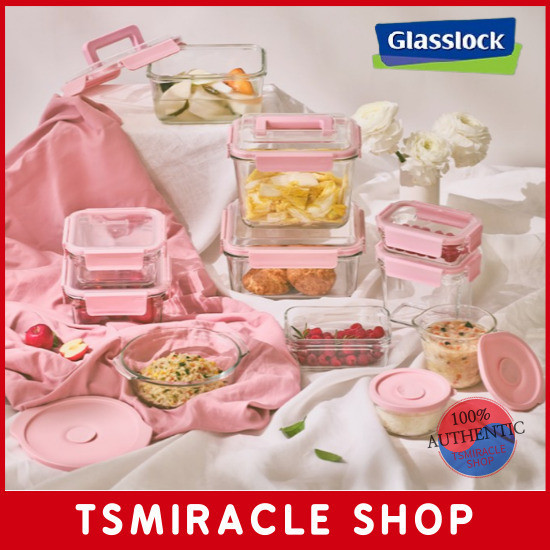 Glasslock Pure Candy Pink Glass Airtight Storage Containers Collection ...