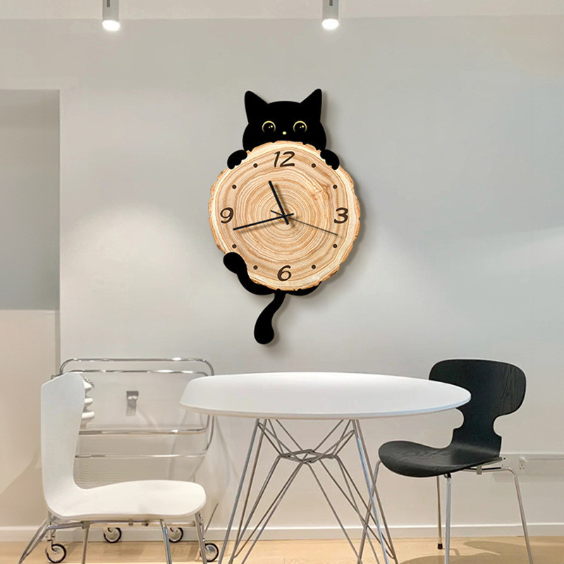 New Style Cat Wall Clock Living Room Clock Wall Hanging Creative Home ...