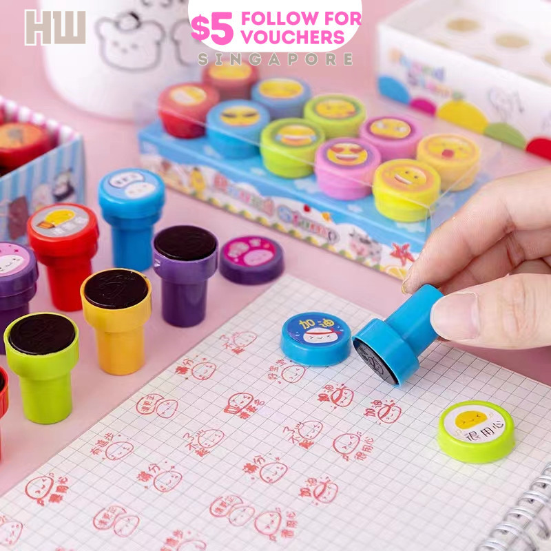 Cute Mini Round Self-Inking Stamps - Random Patterns Birthday Party ...