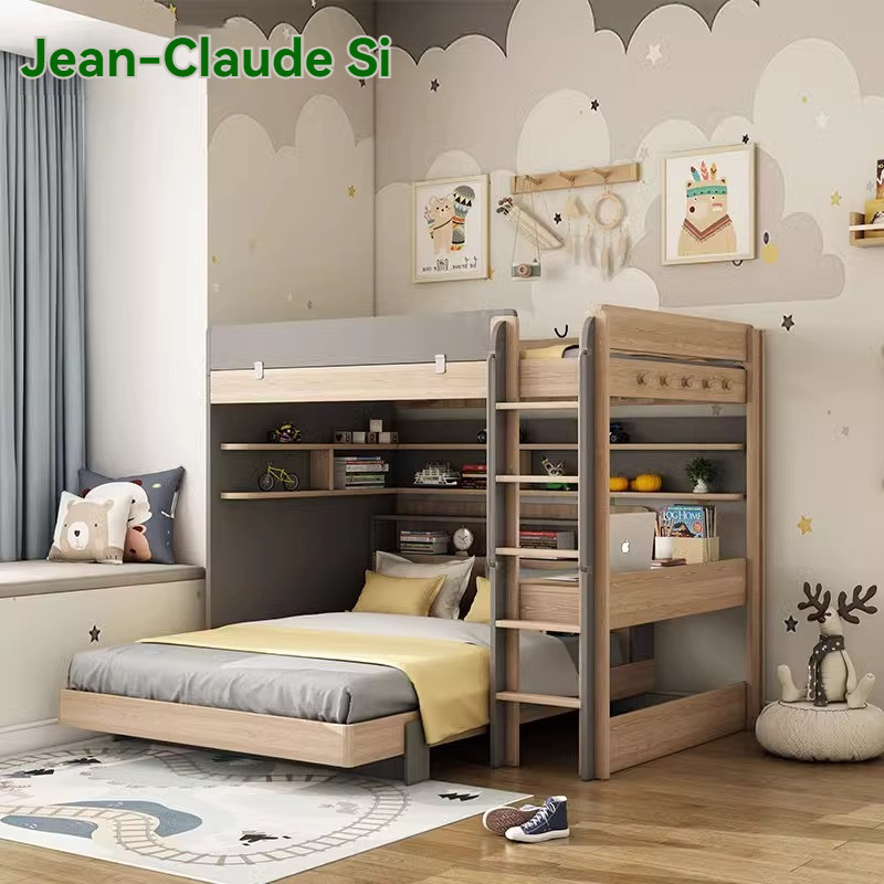 Bunk bed high and low bed staggered position type desk bed combination ...