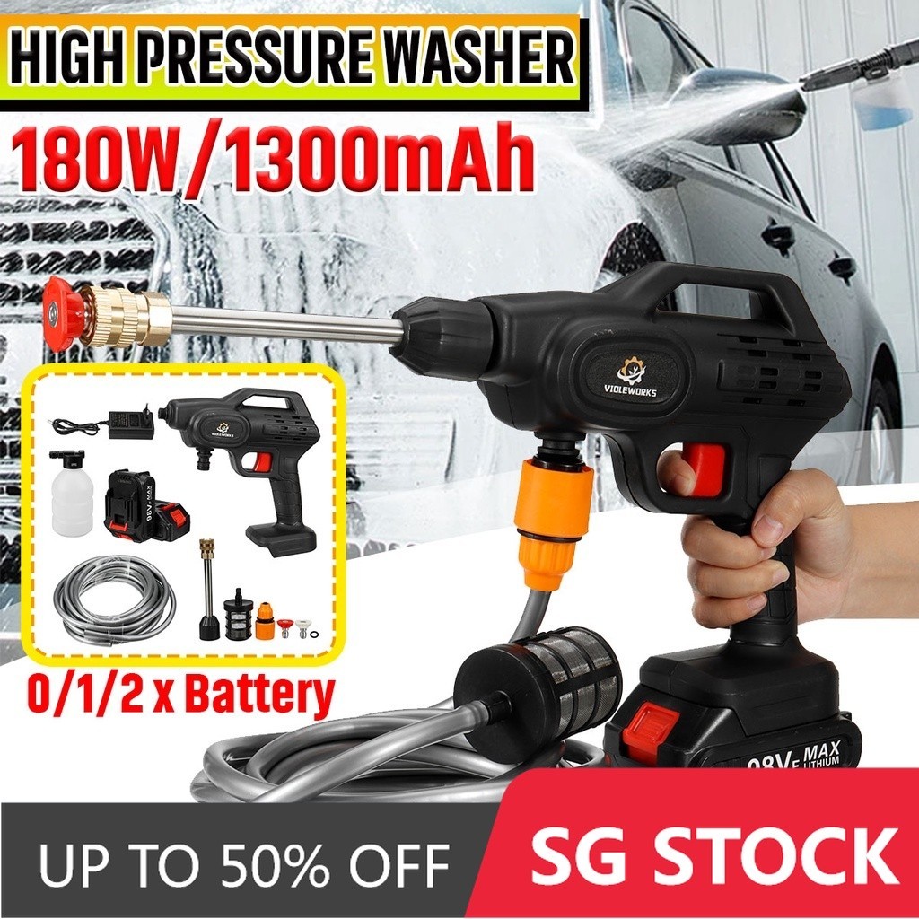 180W 98VF Cordless Water Jet High Pressure Car Wash Guns Electric Car ...