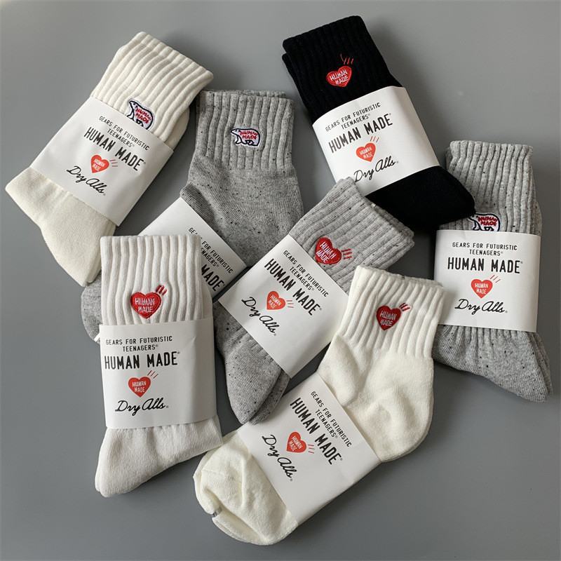 Human MADE Socks Embroidered Cotton Mid-Tube Sports Socks Men Women ...