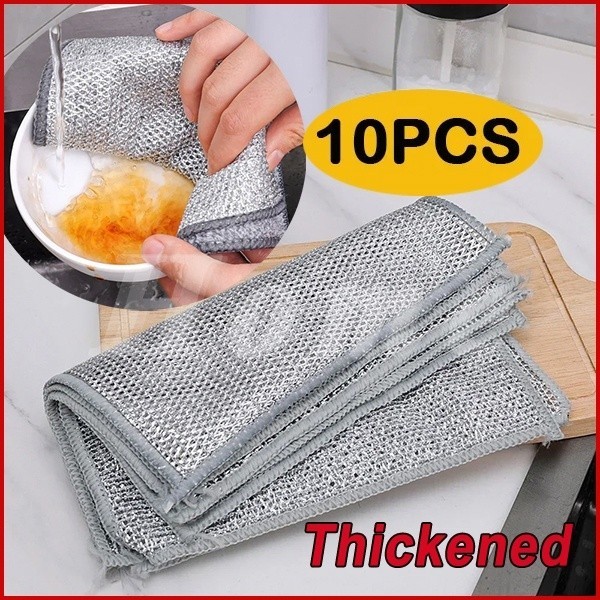 HOME 10pcs New Thickened Steel Wire Cleaning Cloth,Magic Dish Towel,Non ...