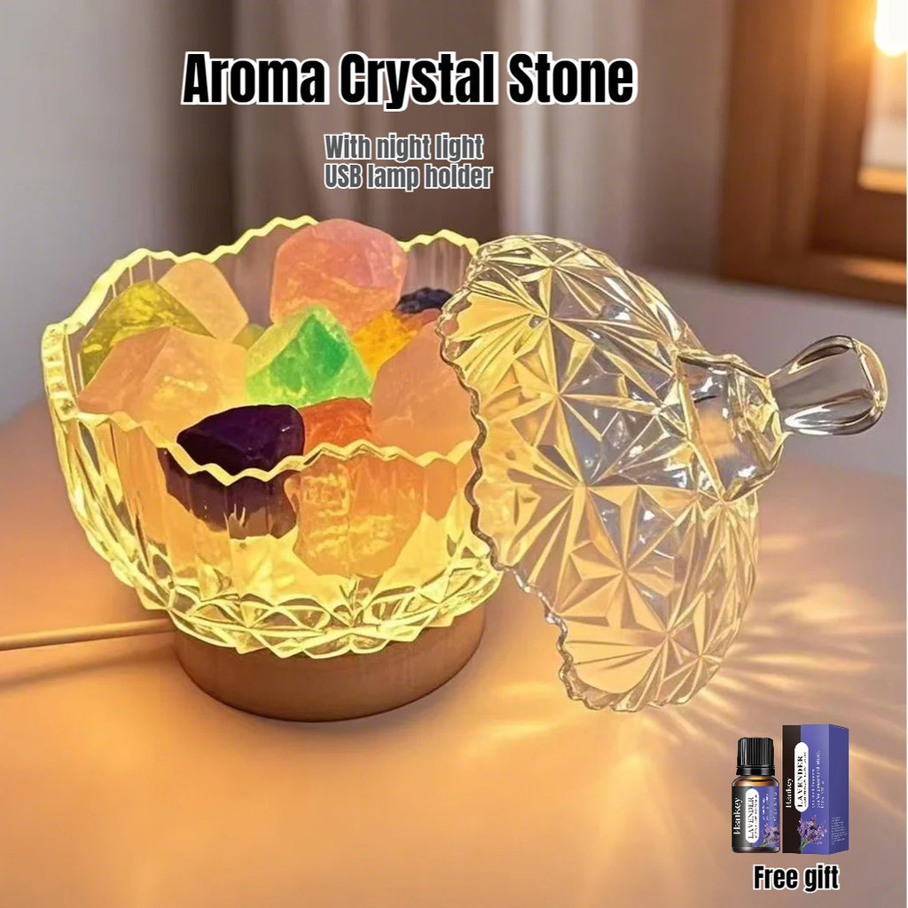 Natural Salt Crystal Stone Lamp Gift Set Crystal Stone Diffuser ...
