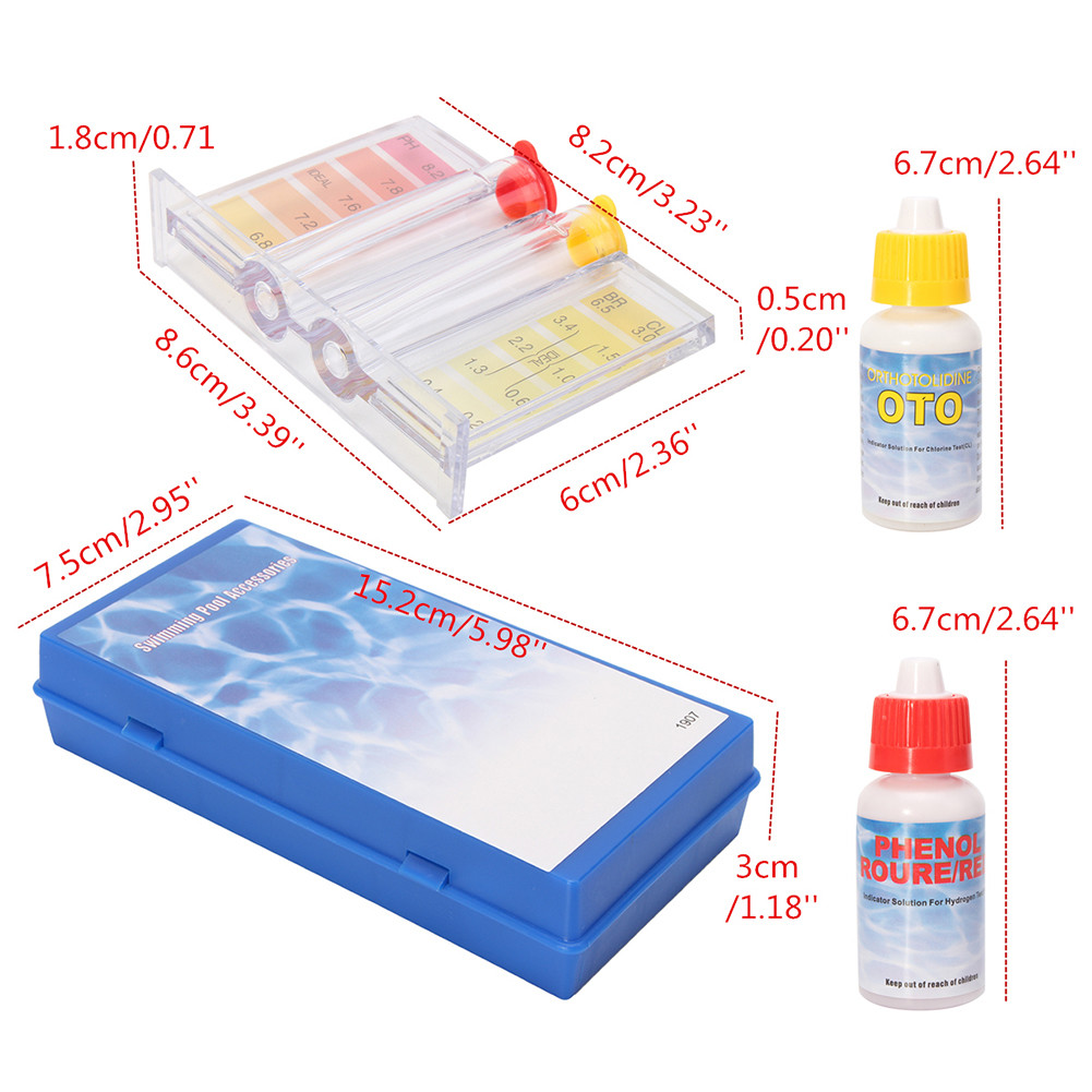Chlorine PH Water Quality Test Kit Swimming Pool Liquid Hydroponics ...
