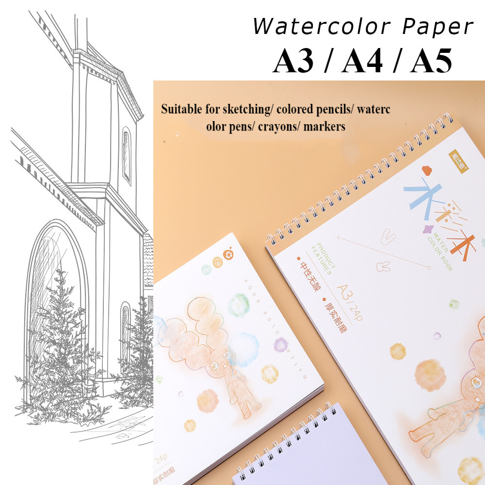 A3 A4 A5 Watercolour Paper 24 Sheets 180GSM | Shopee Singapore