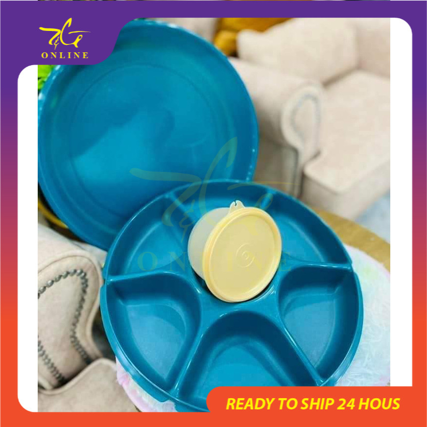 Tupperware Gourmet Serving Center Turquoise Round Keeper 310ml Gold ...